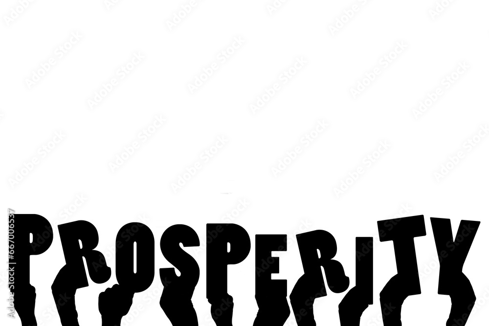 Digital png illustration of hands with prosperity text on transparent ...