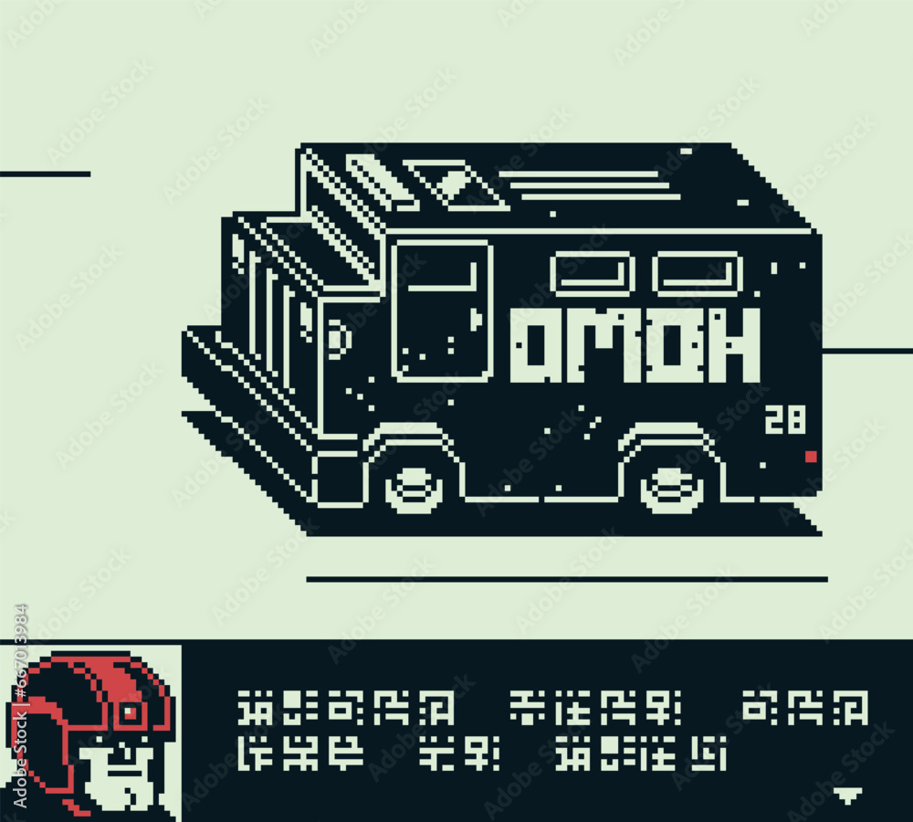 Big black SUV car pixel art background, security car, futuristic design ...