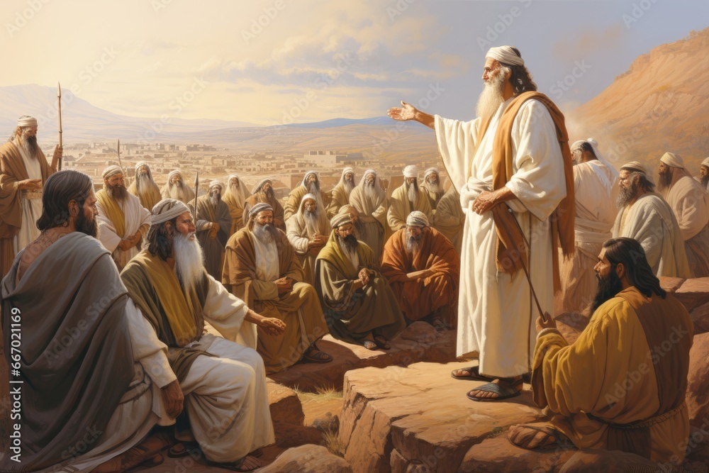 Moses speaking to the Israelites biblical story Stock Photo | Adobe Stock