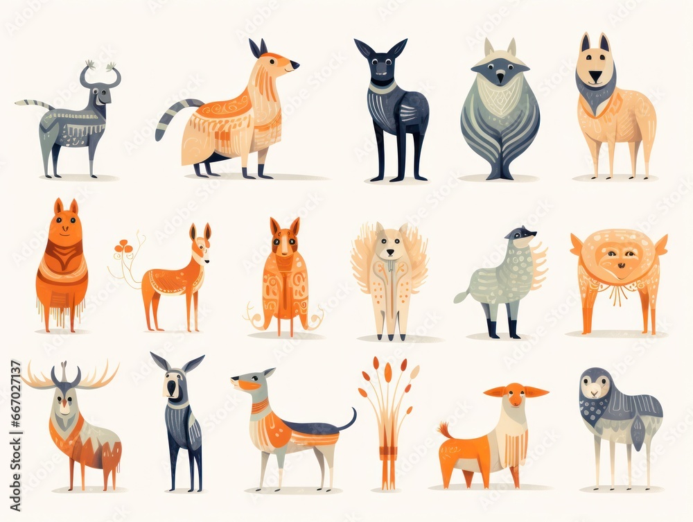 An animated herd of majestic deer and graceful antelopes, brought to ...