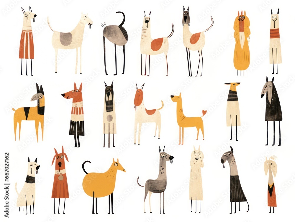 A playful pack of cartoon canines embark on a wild adventure, their ...