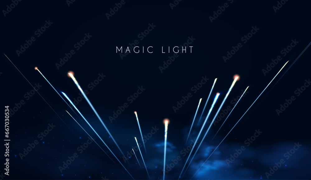 Abstract background with motion light. Space, cosmos, firework and ...