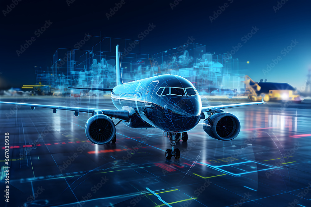 Smart intelligent aerospace and air logistics Stock Illustration ...