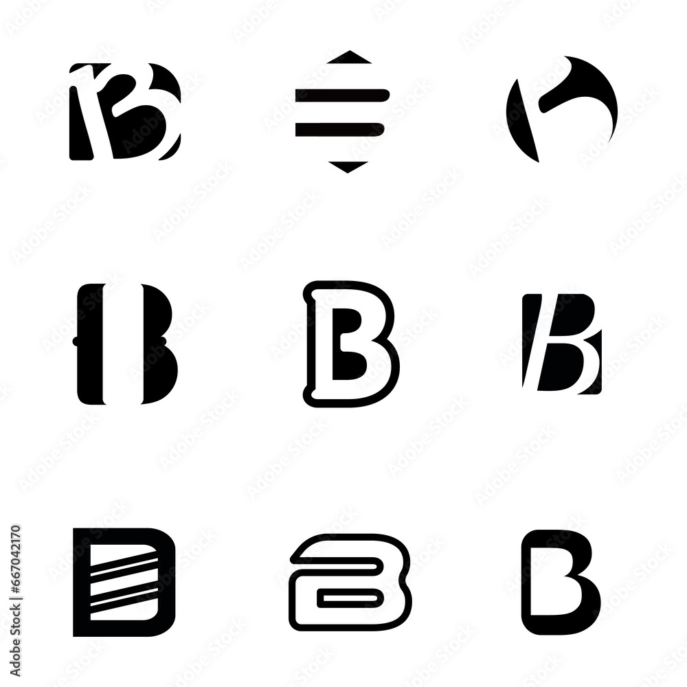 Collection of B letter logos Alphabet logos DB logos b lineart Black ...
