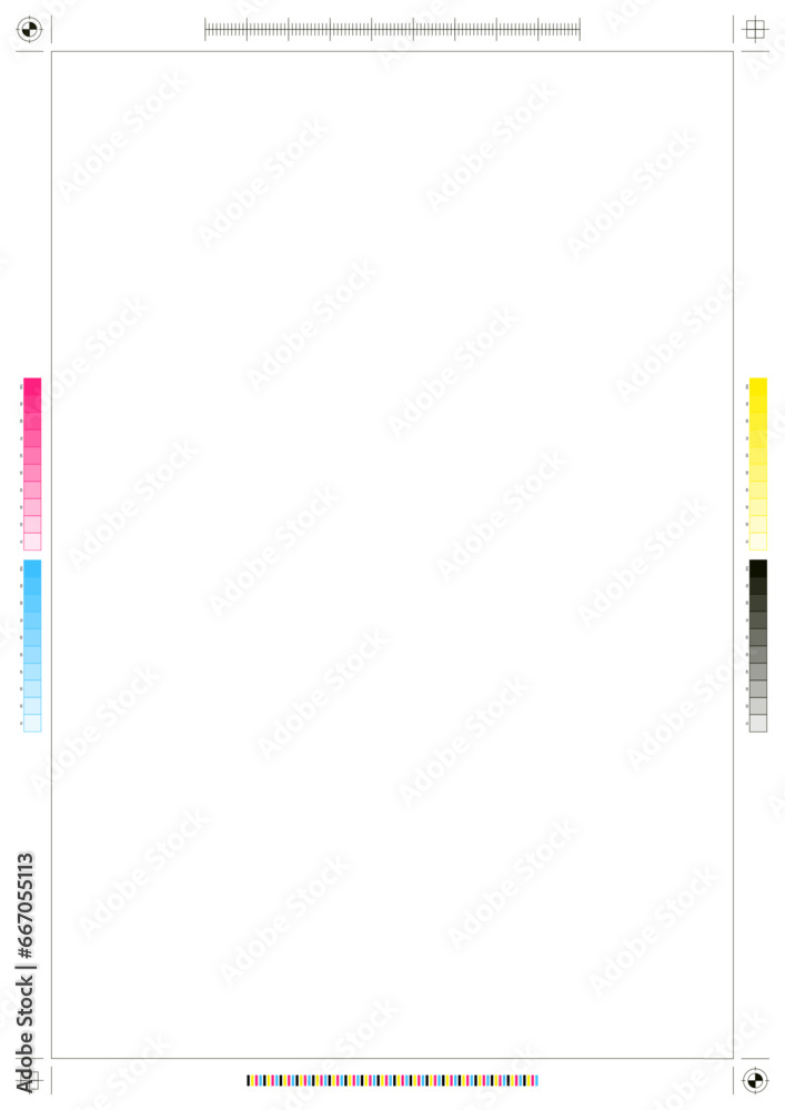 CMYK print frame. Black outline press registration marks, prepress ...