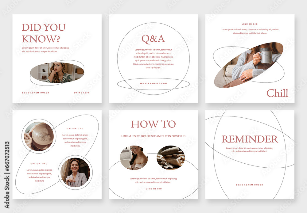 Minimalist Social Media Layouts With Geometrical Shapes Stock Template ...