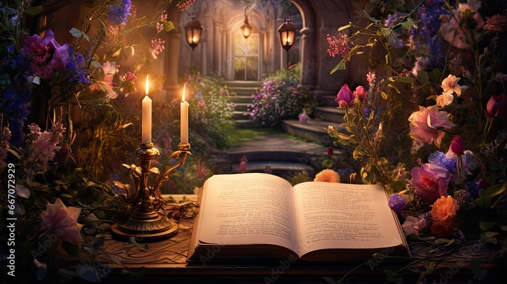 Floral fairy tale. A fantasy-inspired with colorful garden flowers ...
