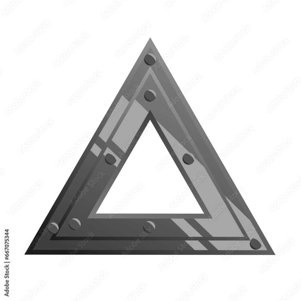 Realistic Triangle shape steel or metal frame window porthole on rocket ...