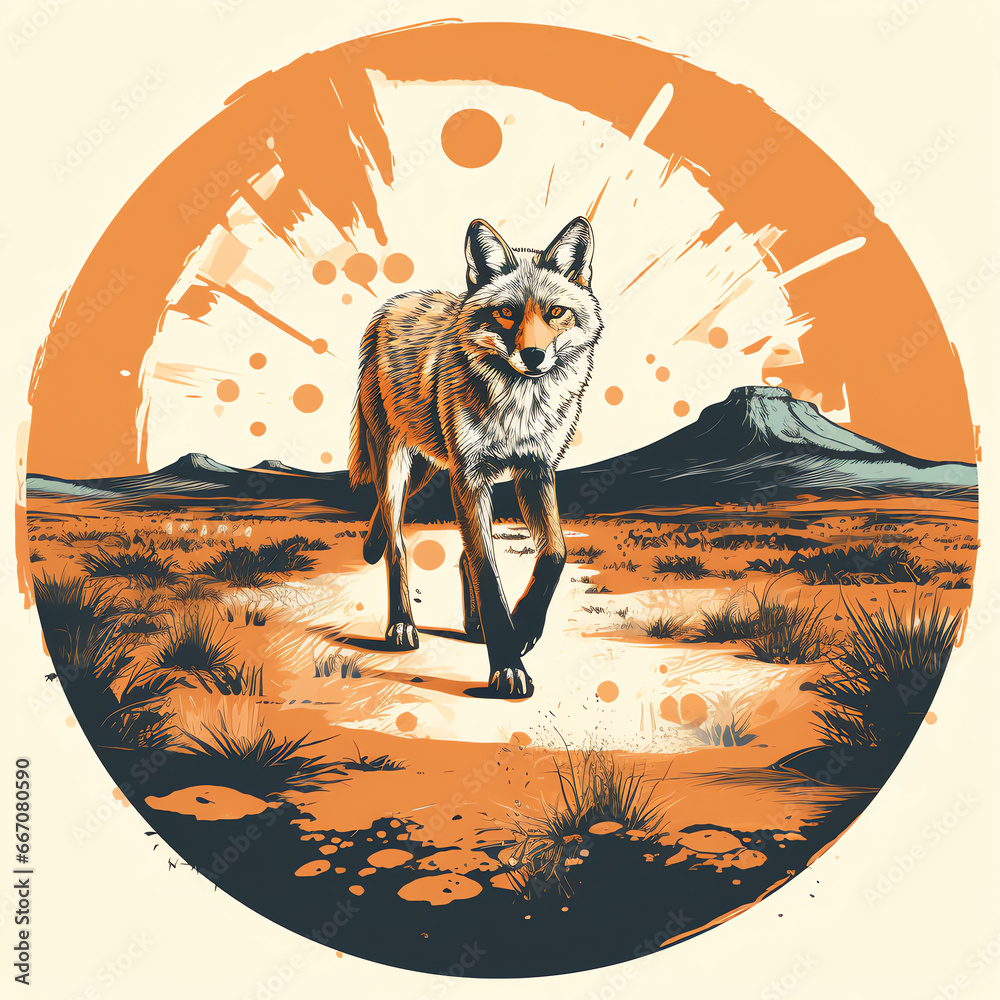 Animals the footprints of a fox retro. Created using Generative AI ...