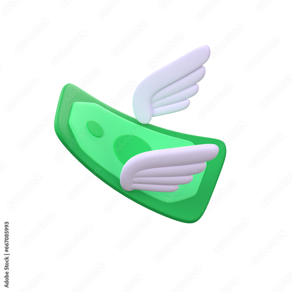 Dollar bill with flying feather wings Stock Photo | Adobe Stock