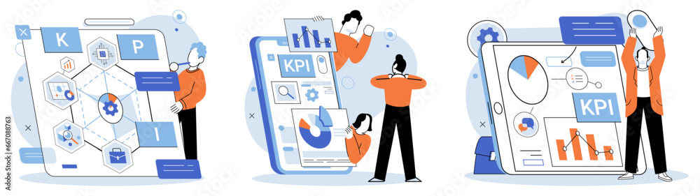 KPI key performance indicator. Vector illustration. Strategic goals are ...