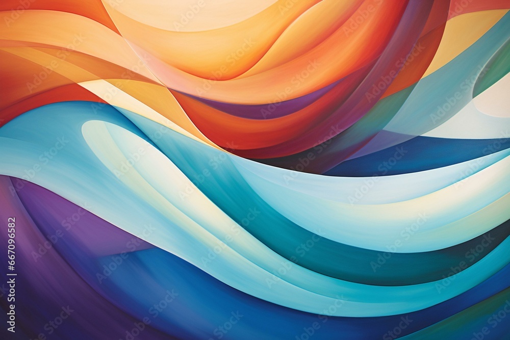 Abstract representation of curves and ocean waves, depicted through ...