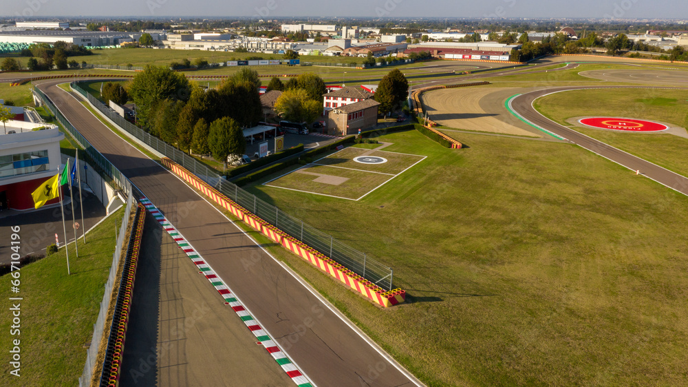 Aerial view of the Fiorano Circuit. It is a private racetrack owned by ...
