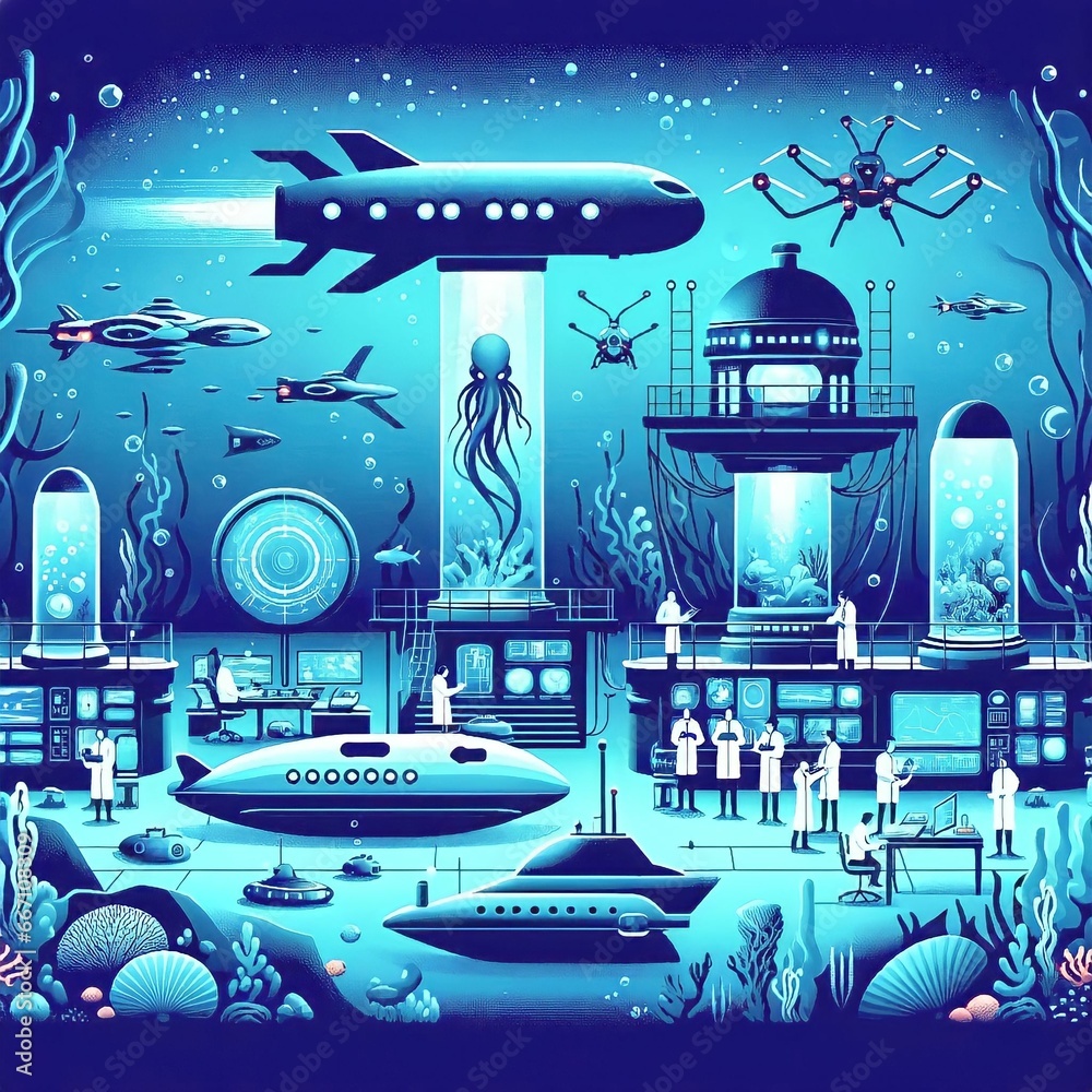 vector design of a deep-sea exploration facility, with advanced ...