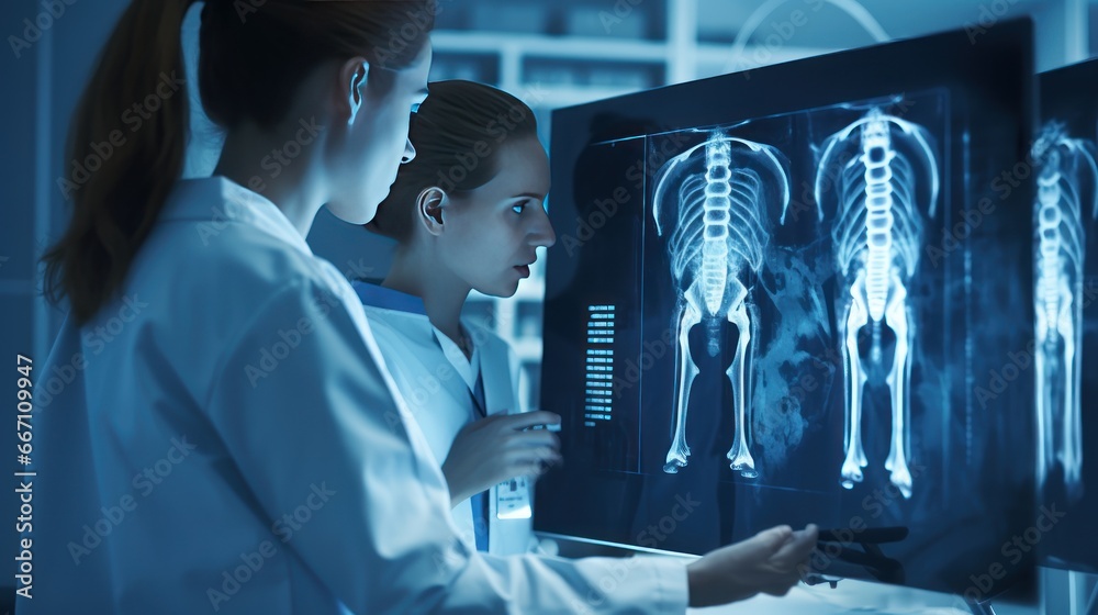 X - ray Imaging: A radiology technician positioning a patient for a ...