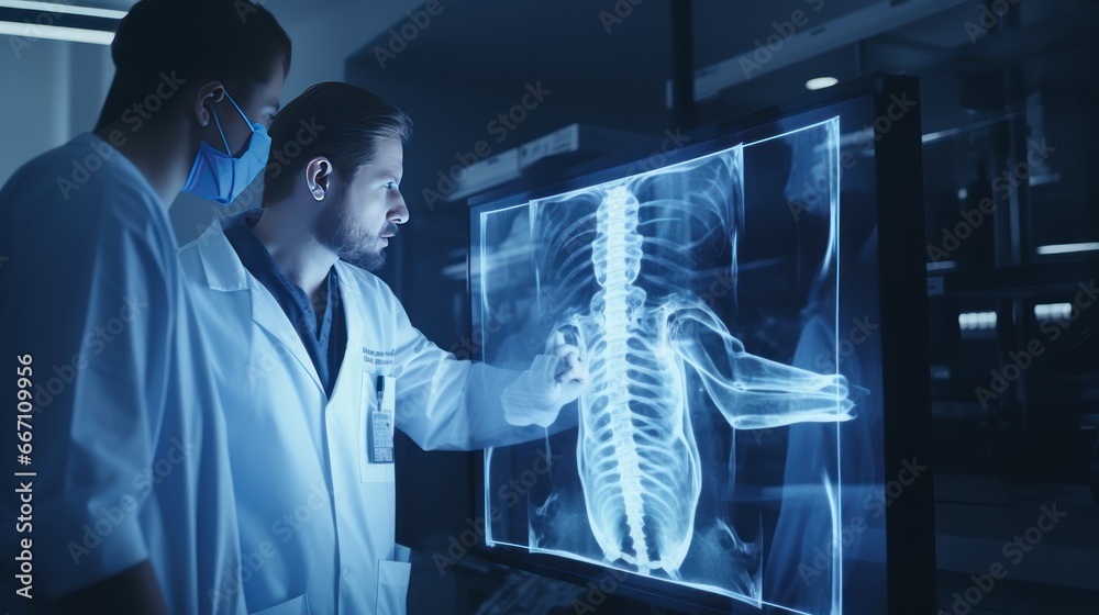 X - ray Imaging: A radiology technician positioning a patient for a ...