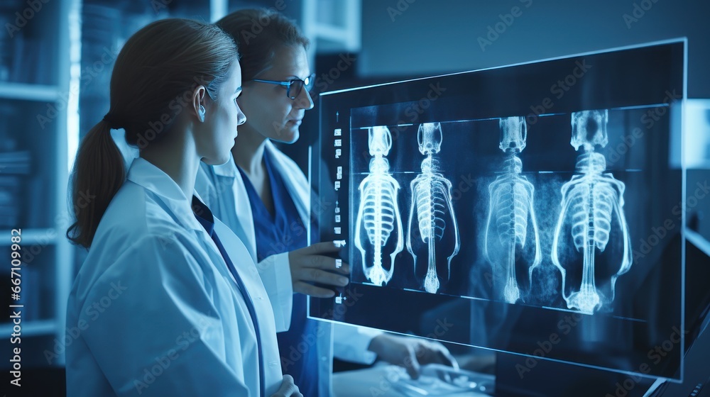 X - ray Imaging: A radiology technician positioning a patient for a ...