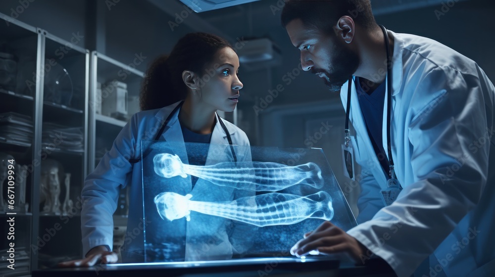 X - ray Imaging: A radiology technician positioning a patient for a ...