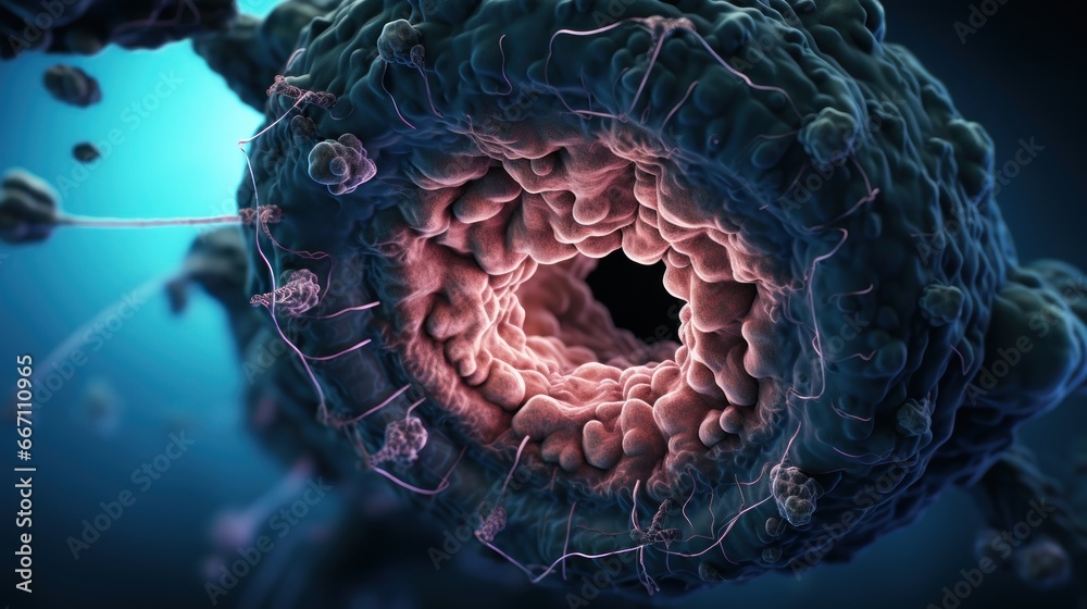 Endoscopy: An endoscopic view of the colon with marked areas of ...