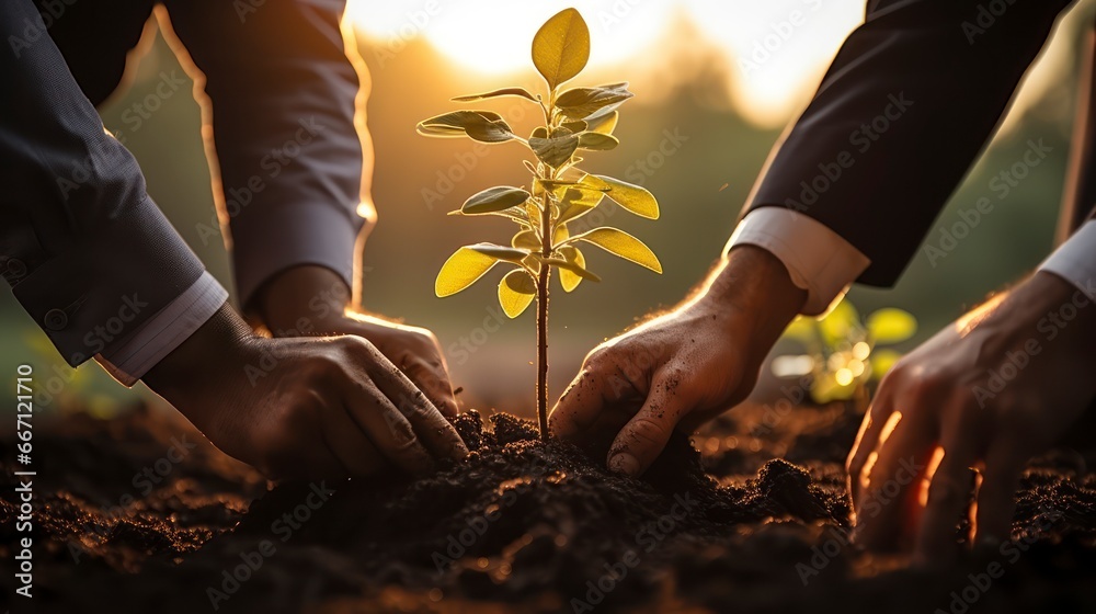 Business Leader Planting Tree Represents Corporate Social ...