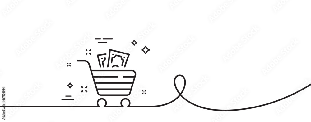 Grocery basket line icon. Continuous one line with curl. Shopping cart ...