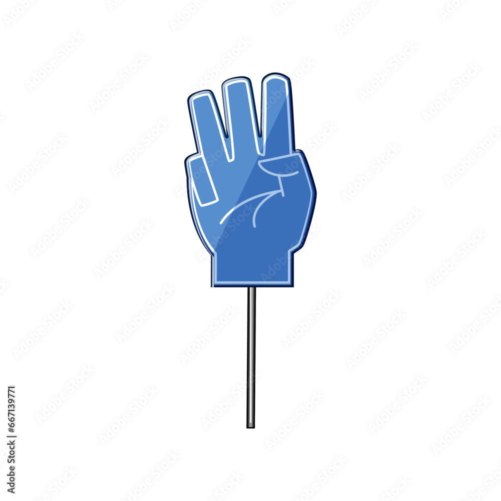 football foam fan finger cartoon. number glove, one sign, winner soccer ...