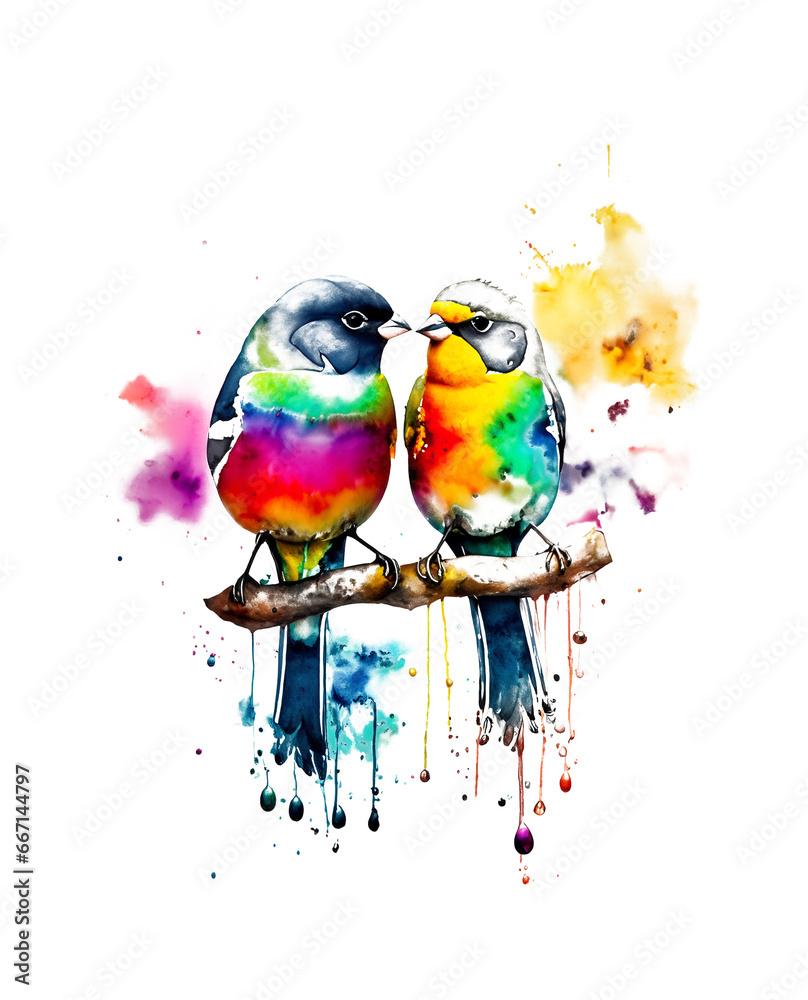 Tiere und natürliche Arten Vielfalt: Paar Meisen in regenbogen bunten ...