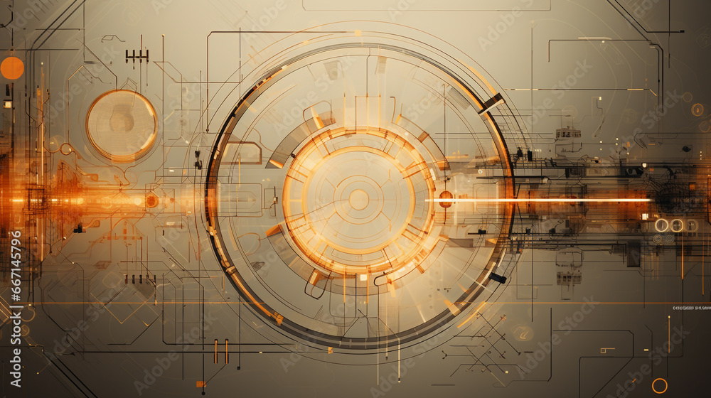 Graphic illustration of electronic circuit board design and schematic ...