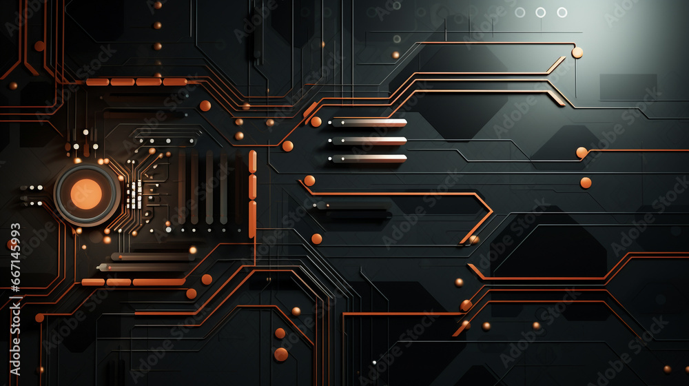 Graphic illustration of electronic circuit board design and schematic ...