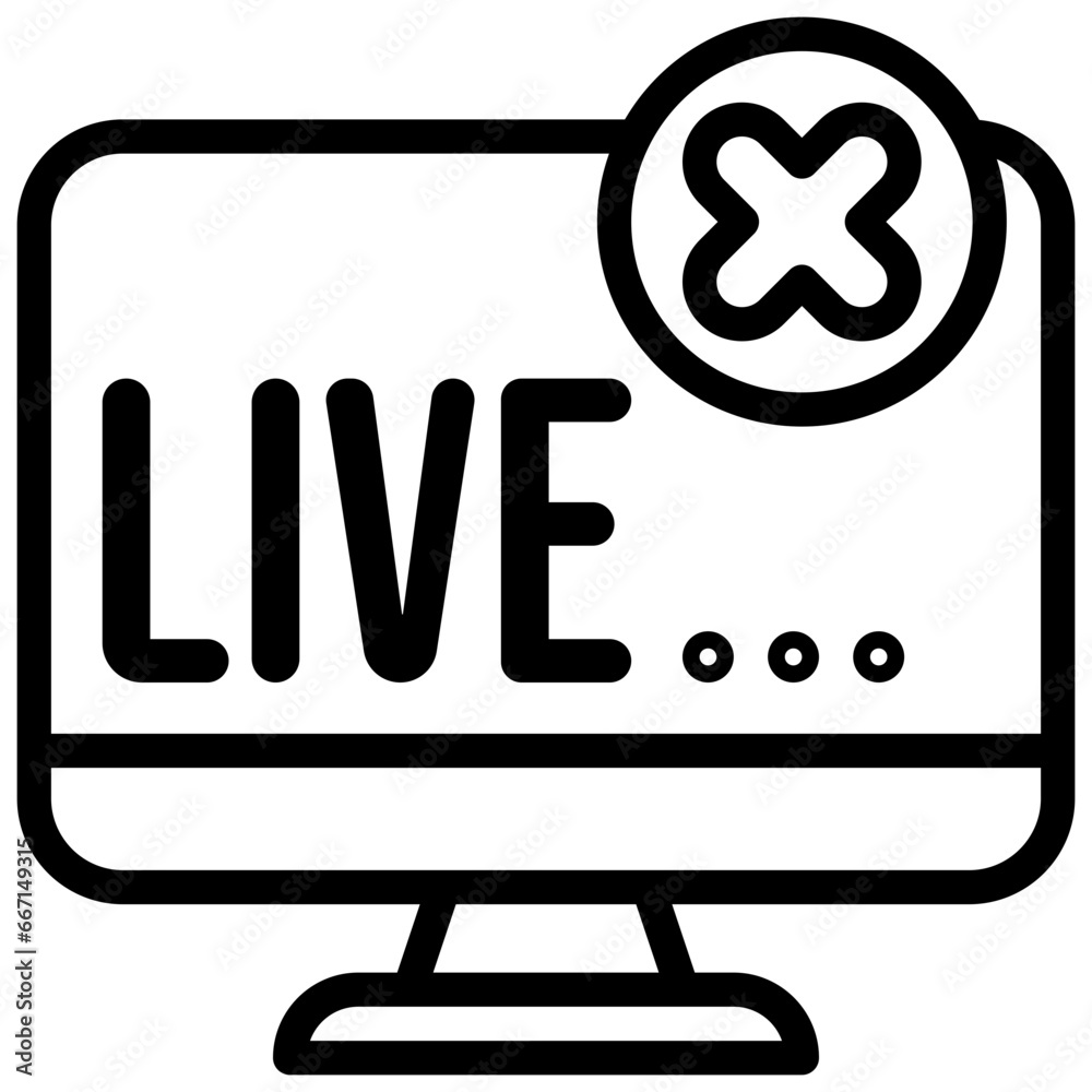 video stream,video player,streaming,erase,screen,laptop,cross,delete ...