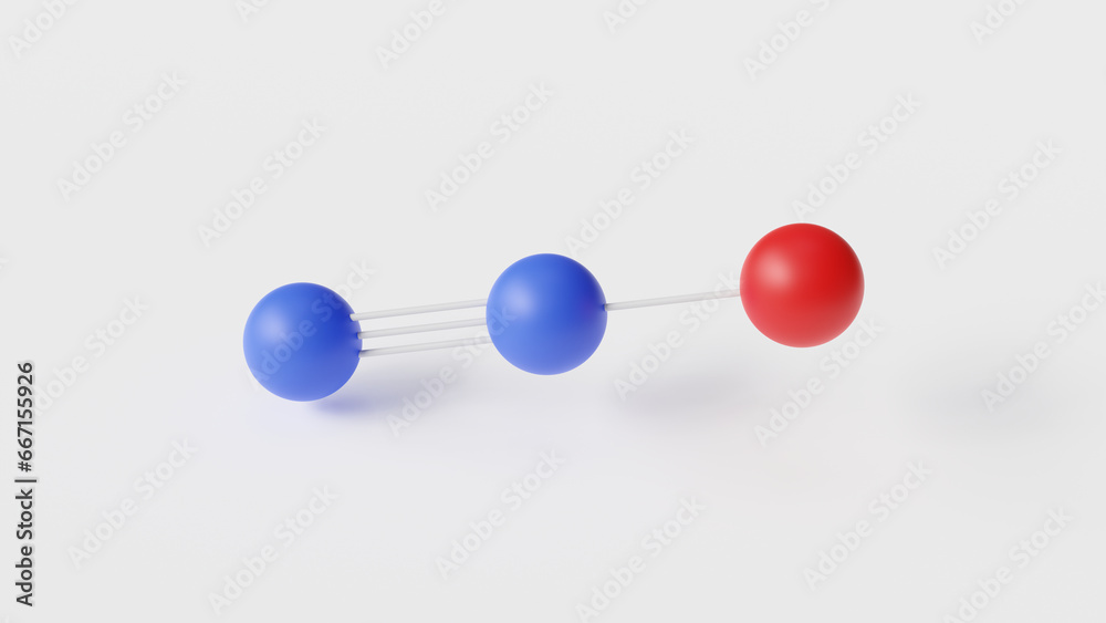 nitrous oxide molecule 3d, molecular structure, ball and stick model ...