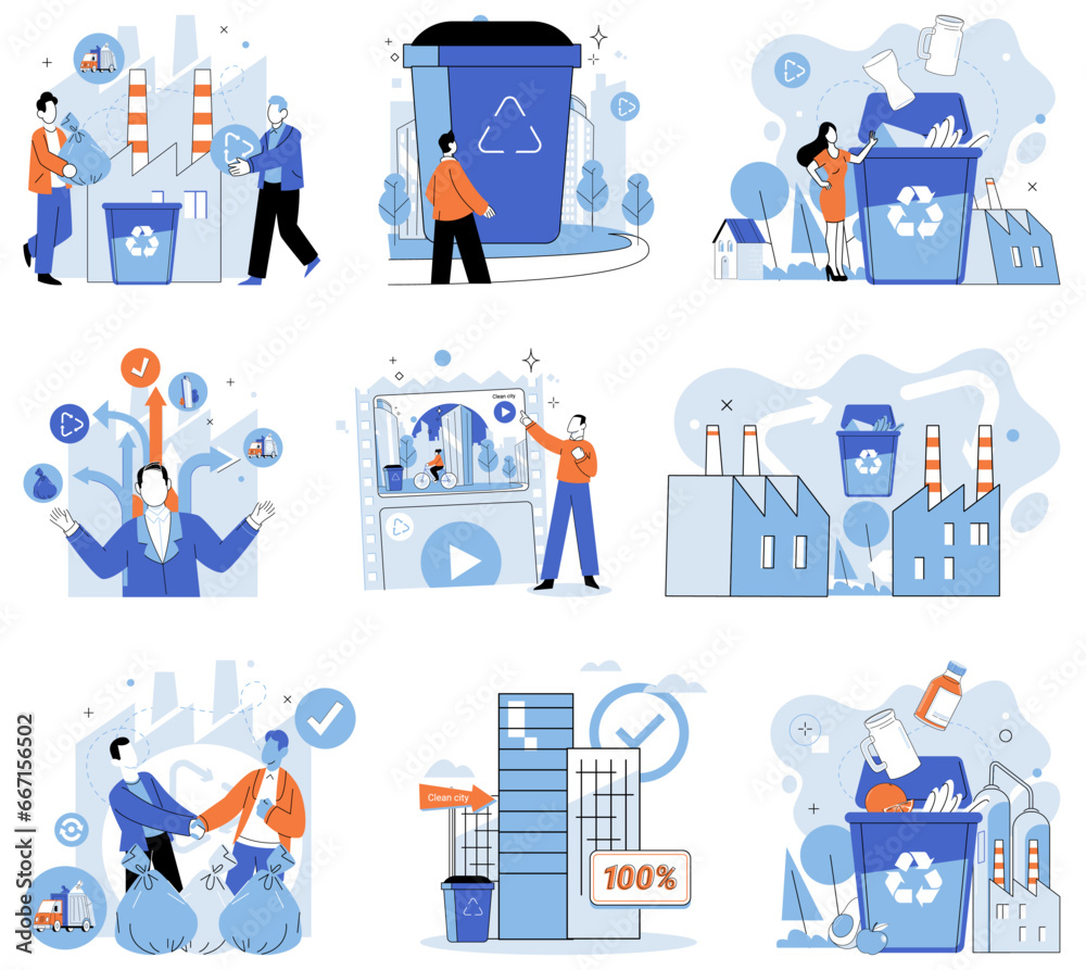 Waste management. Vector illustration. Effective waste management is ...