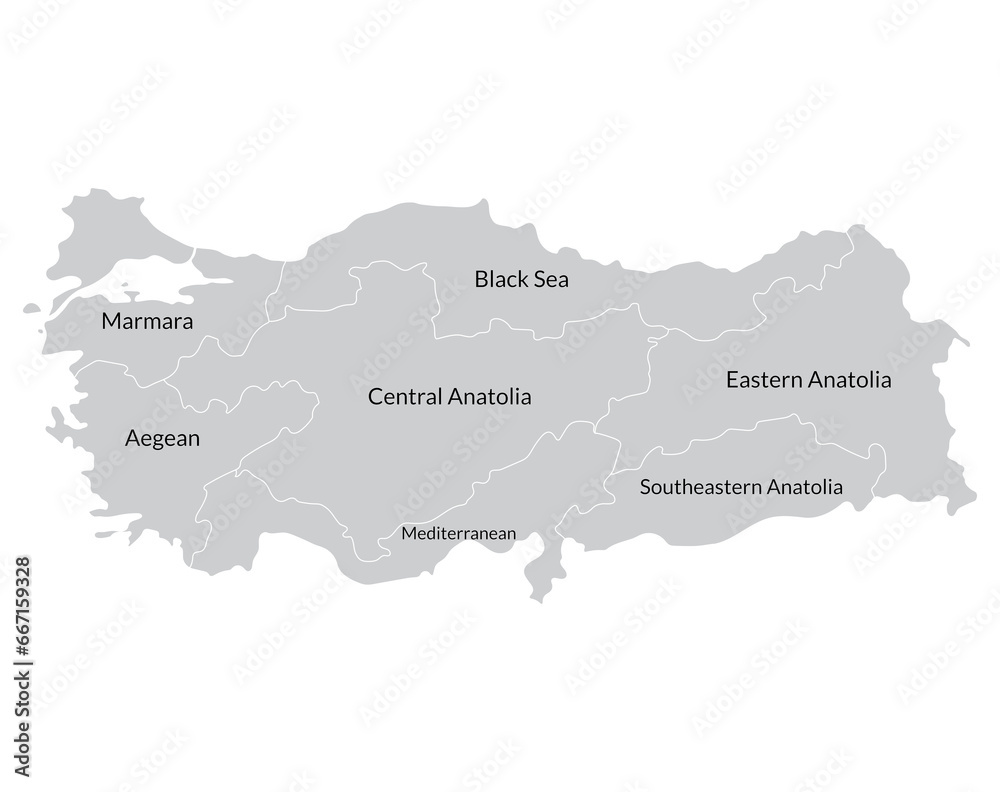Turkey map with main regions. Map of Turkey Stock Photo | Adobe Stock