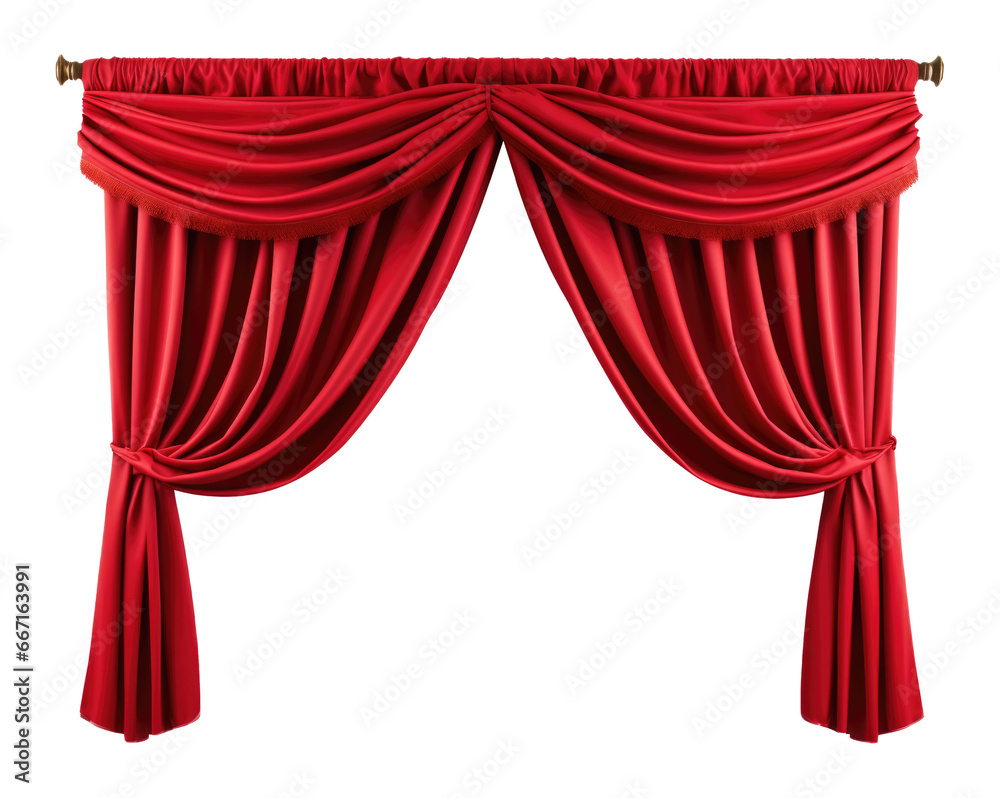 Red Window Curtain Isolated on Transparent Background Stock ...