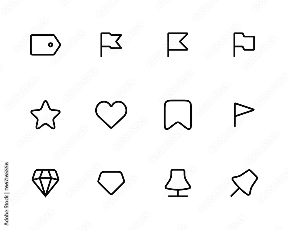 Bookmark icon set. Save sign collection. Bookmark with plus, star ...