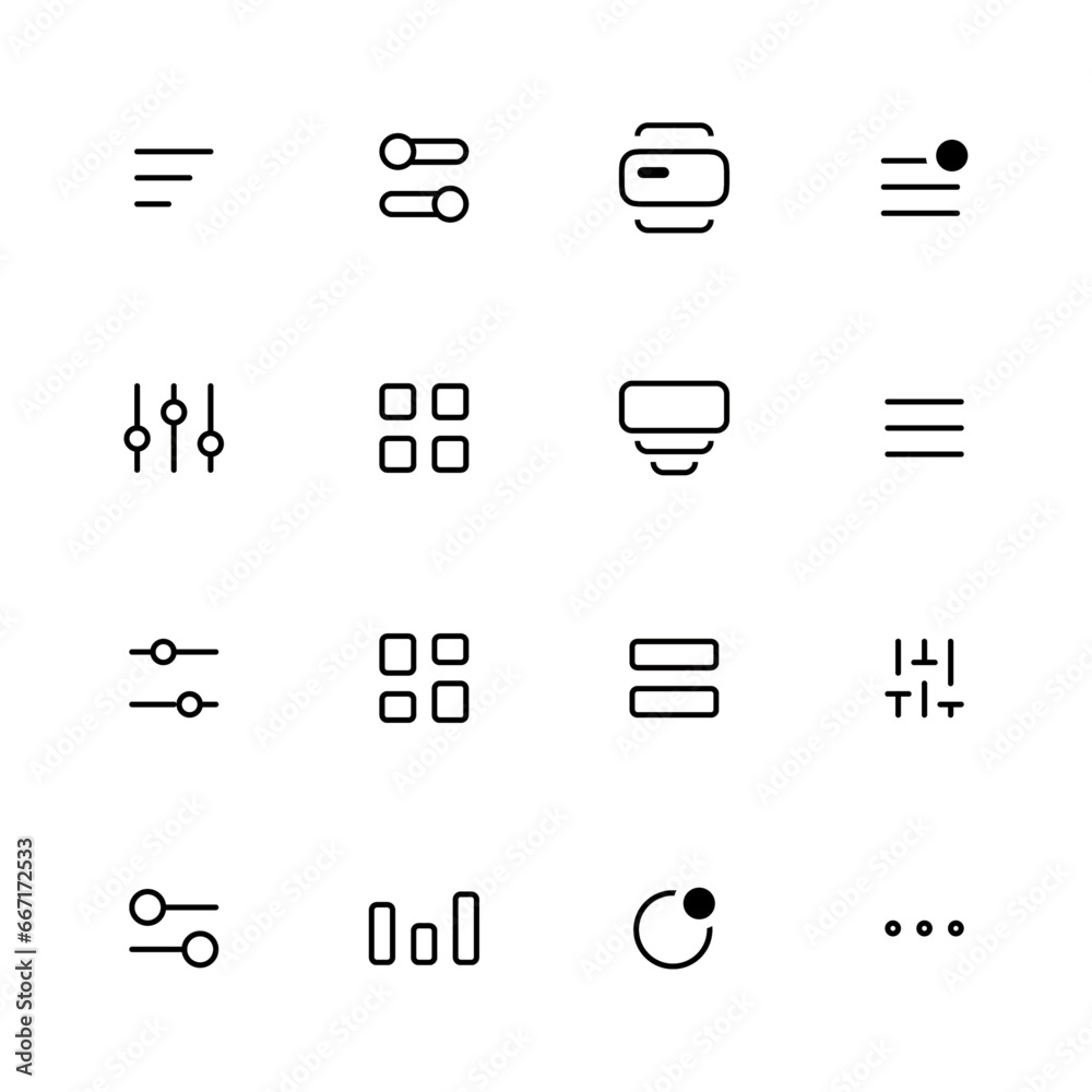 Website Navigation Burger Menu Icons. Vector Set of UI kit Design Elements. Interface Design ...