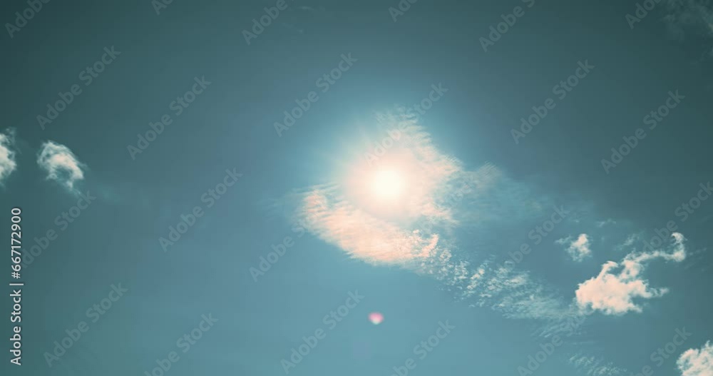 Light Blue Color Sky Timelapse. Sunrays Sunray Shine Through White ...