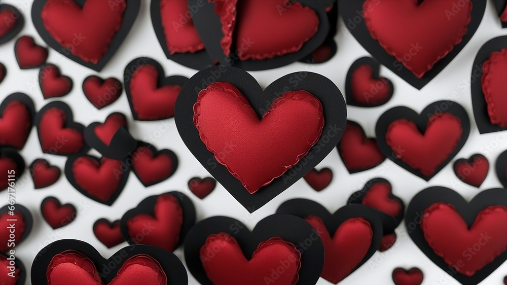 red hearts background with black heart outline A red heart on a black ...