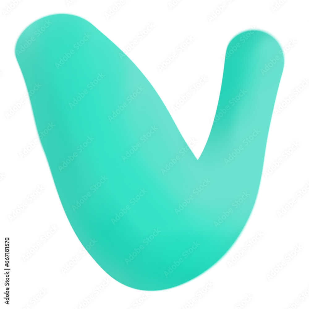 Alphabet capital letter V colored 3D handwriting font style graphic ...