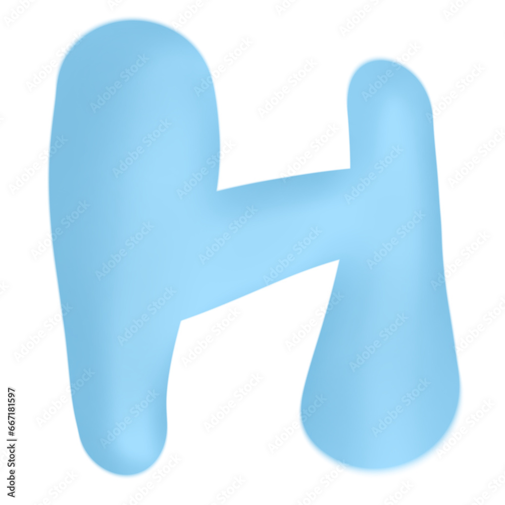 Alphabet capital letter H colored 3D handwriting font style graphic ...