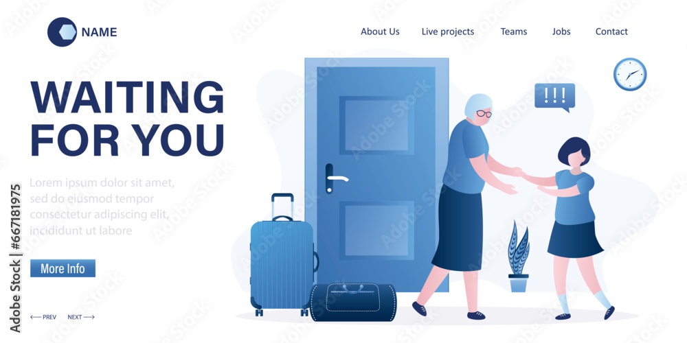 Waiting for you, landing page template. Grandmother visit grandchildren ...