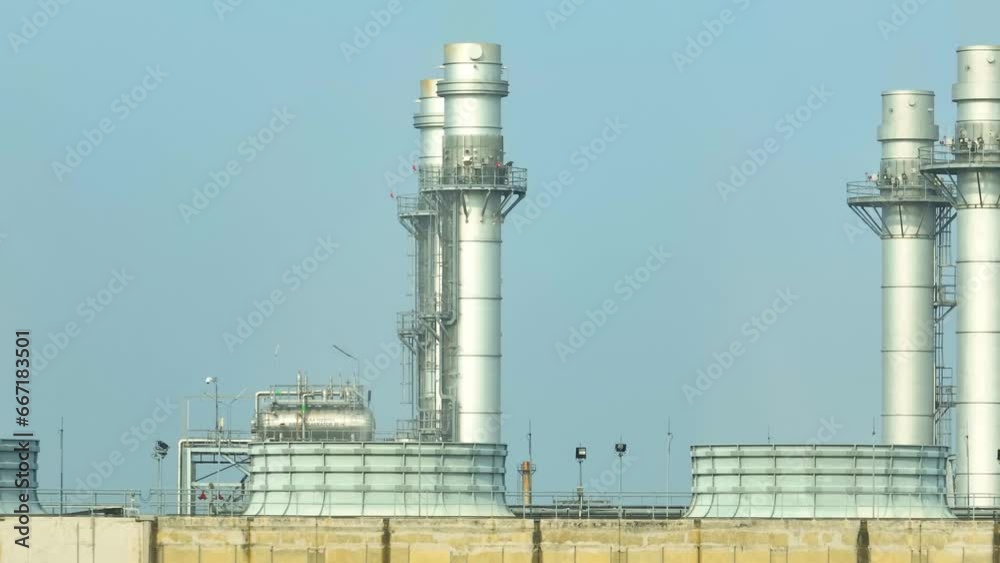 An urban power plant, a vibrant hub of electric energy, captured from ...