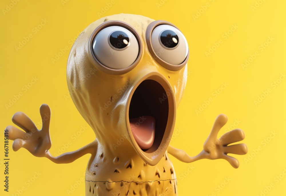 Shocked, scared or frightened emoticon with wide open mouth and bulging ...