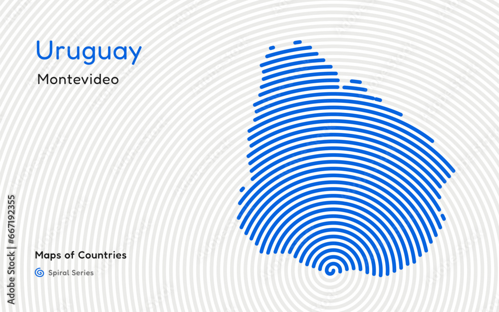 Creative map of Uruguay. Political map. Montevideo. Capital. World ...