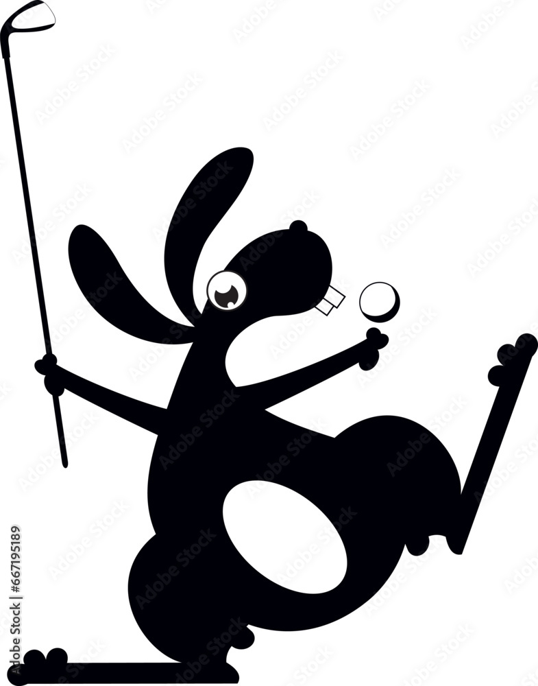 Rabbit or hare on the golf course. Golf course. Cute rabbit or hare ...