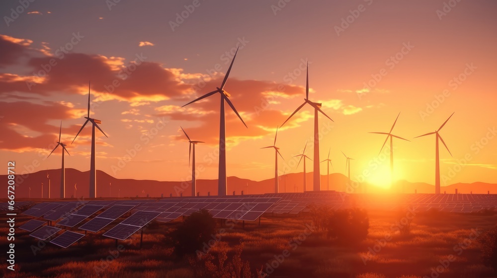 Solar cells with wind turbines generating electricity in hybrid power ...
