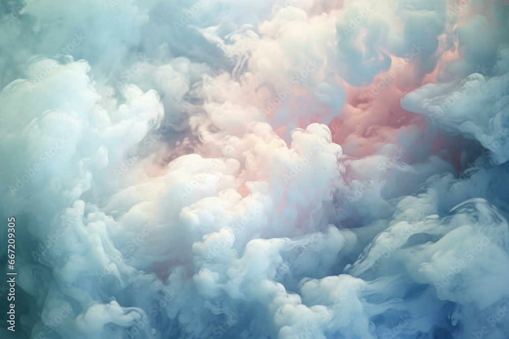 Airy, voluminous, gentle, misty cloud-like formation on a see-through ...