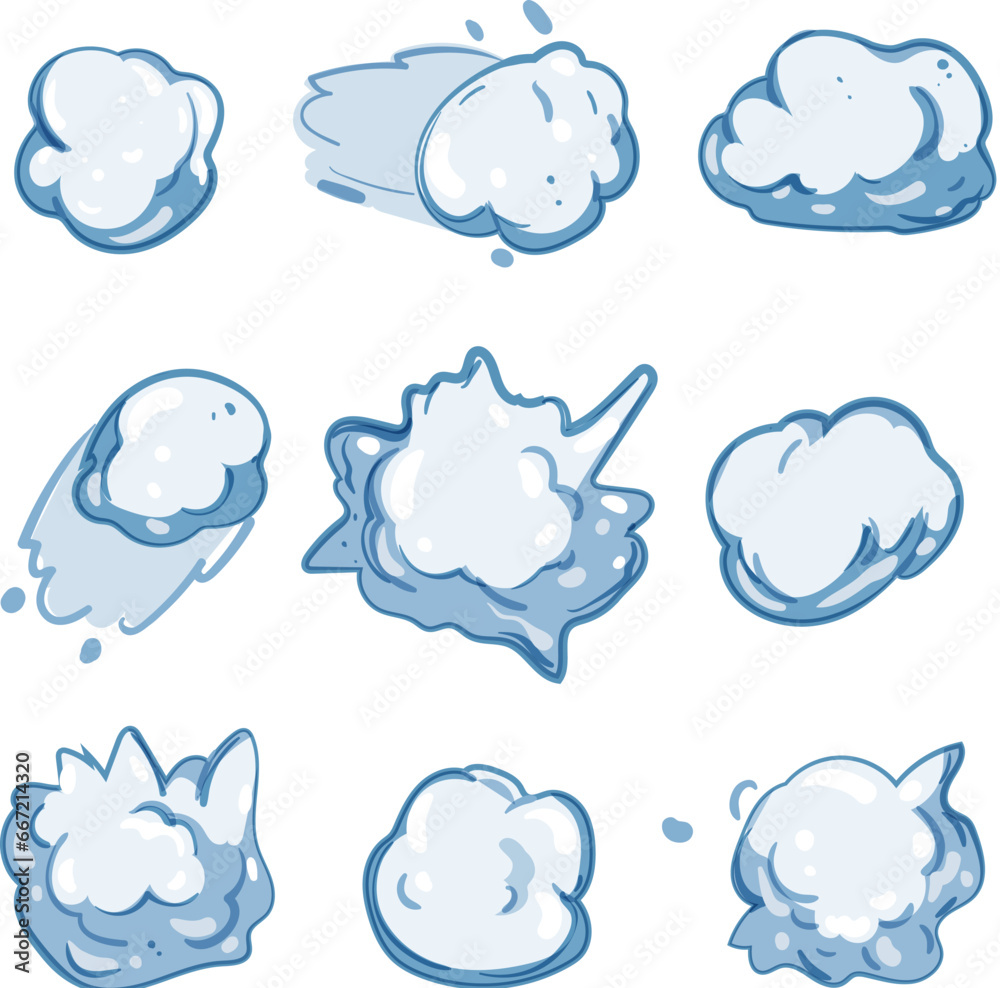 snowball set cartoon. snowball season, sphere cold, round ball snowball ...