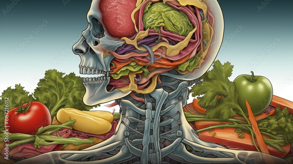 Nutrient absorption: A medical illustration depicting the digestive ...