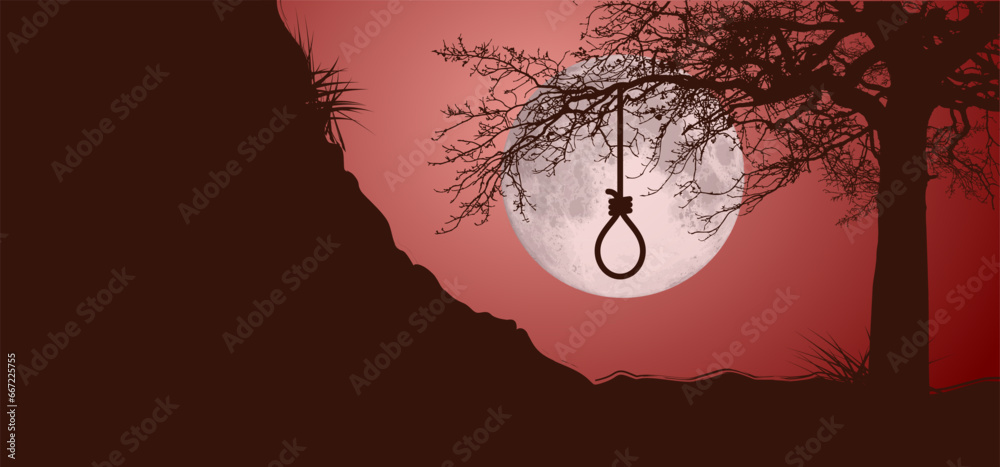 Gallows with rope noose. Line pattern. Rope loop. Gallows hanging noose ...
